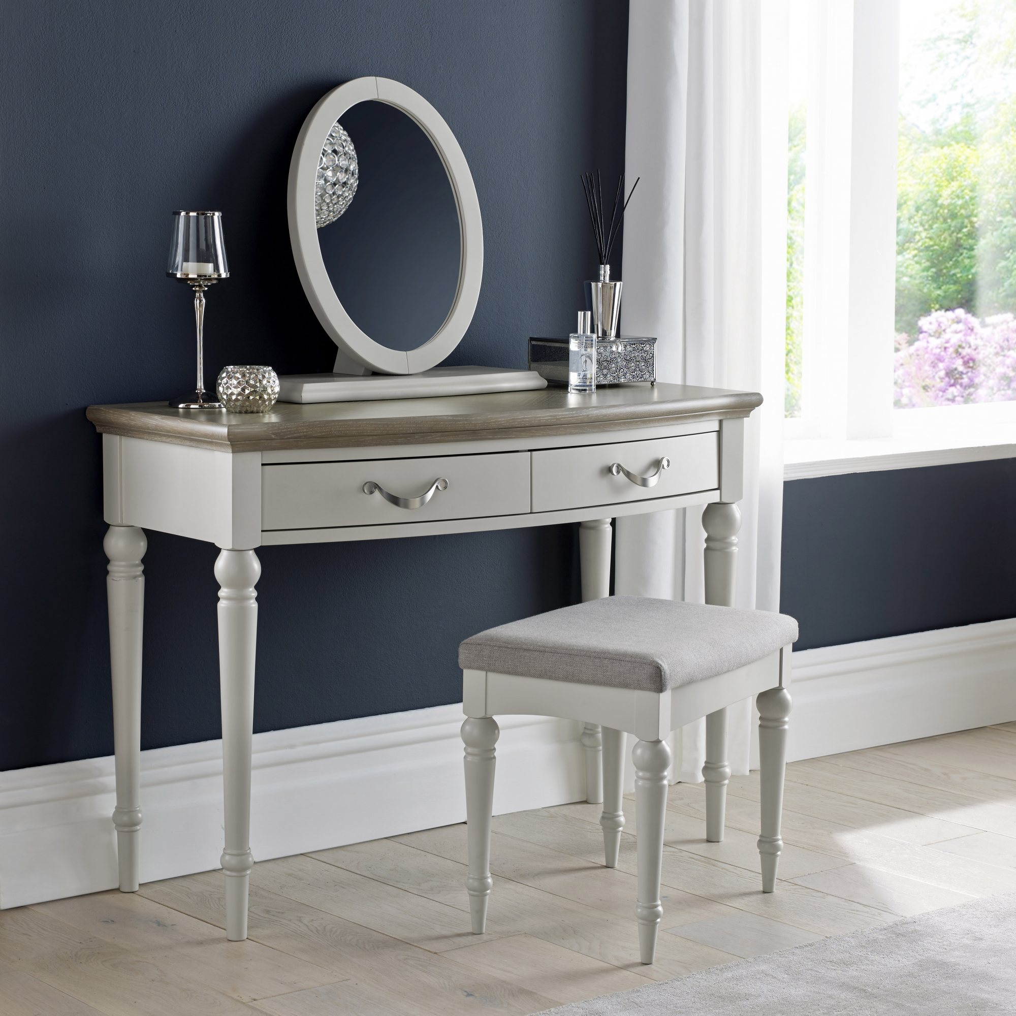 Montreux Grey Washed Oak & Soft Grey Dressing Table - Bentley Designs ...