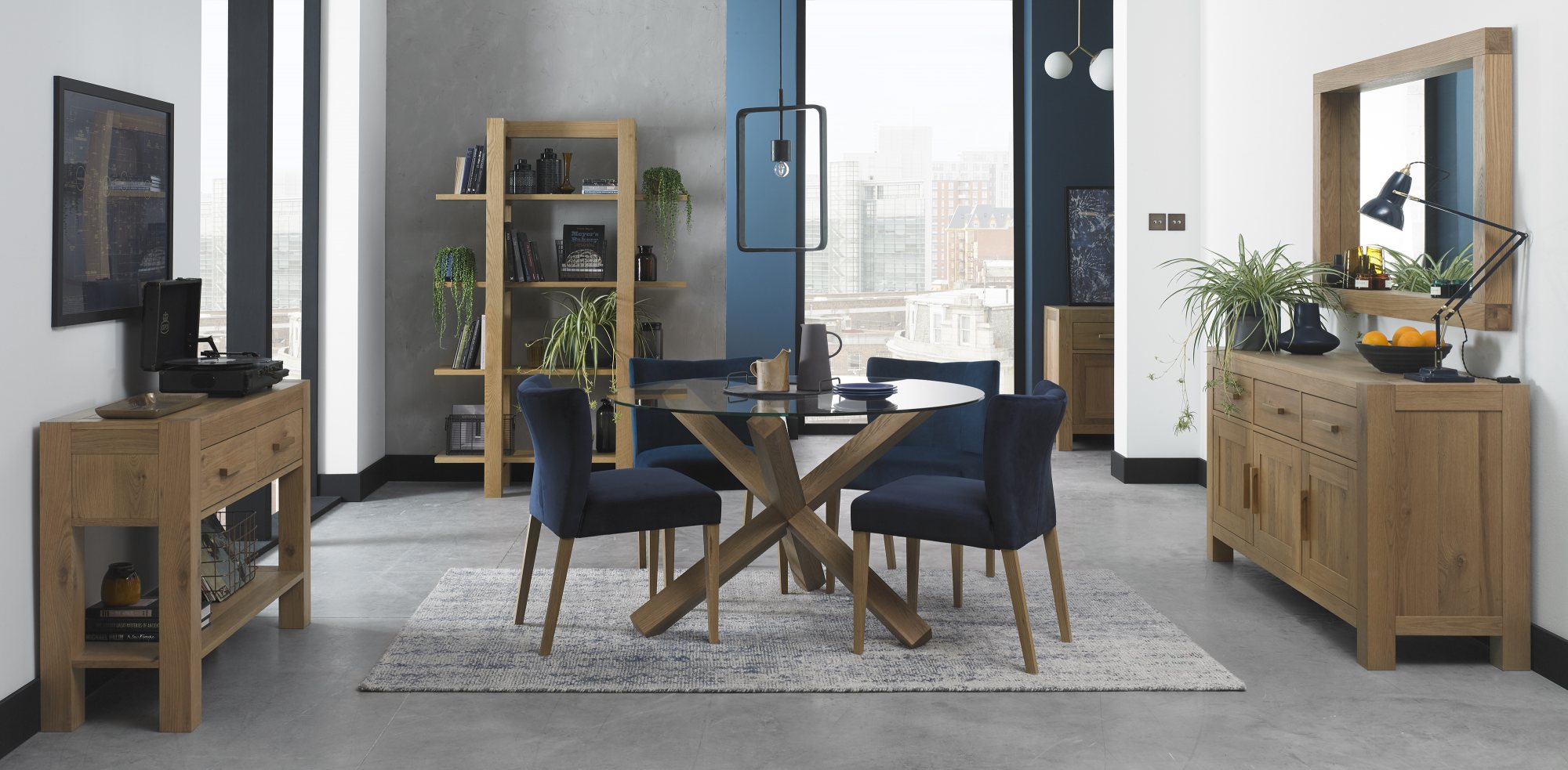 Turin Light Oak Circular Glass Table | Dining Furniture - Bentley ...
