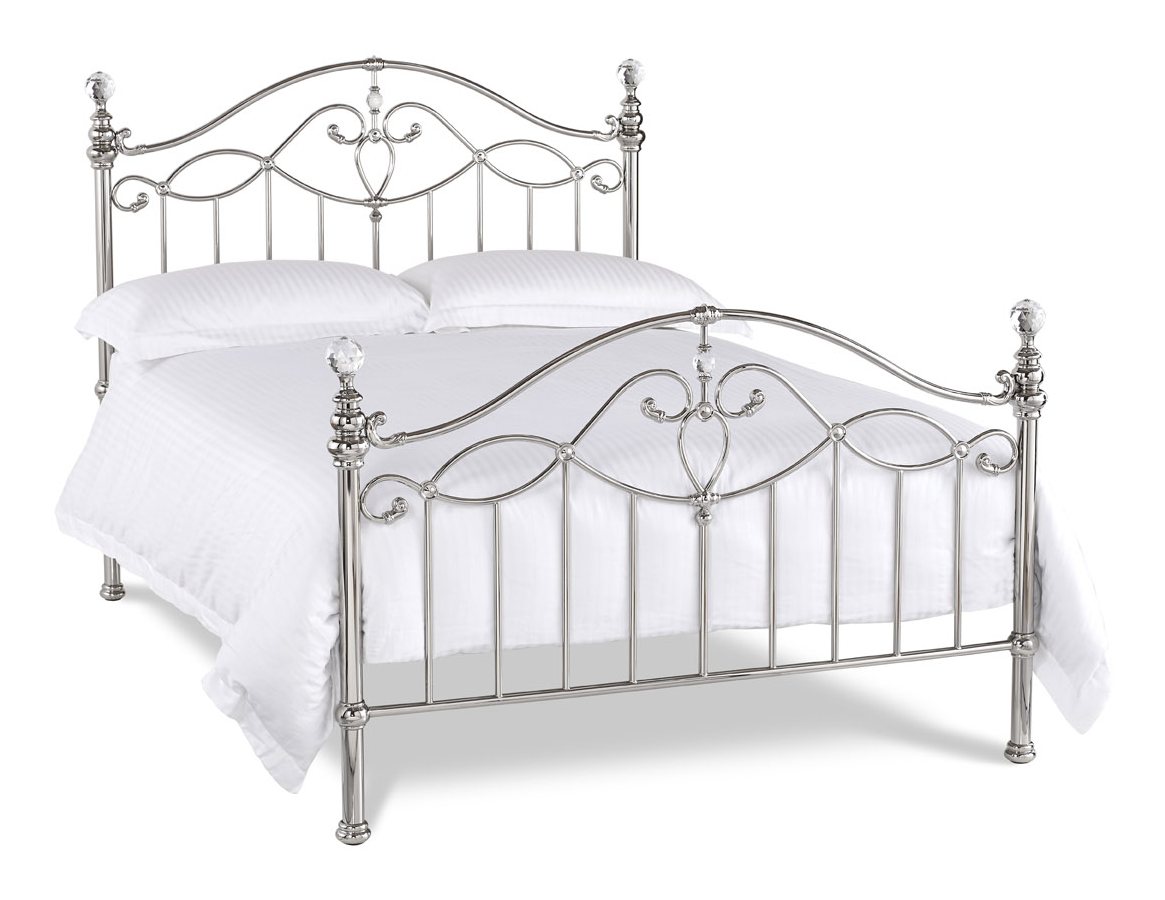 Elena Shiny Nickel Bed Frame | Small Double - Bentley Designs Outlet
