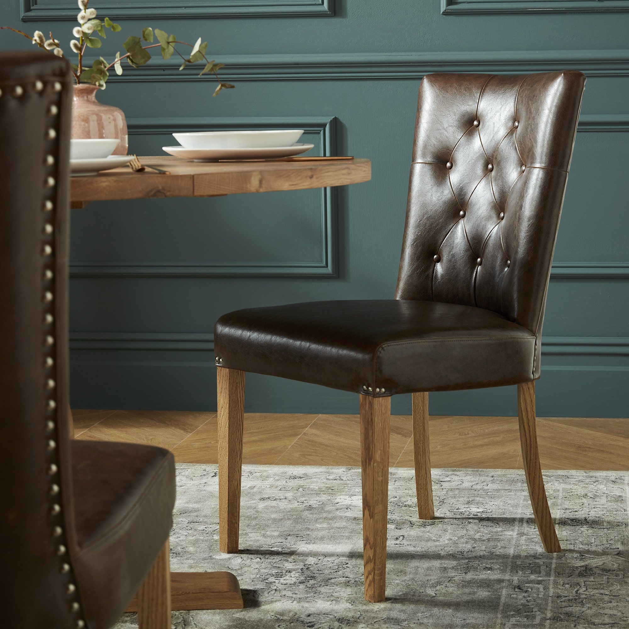 Signature Collection Westbury Rustic Oak Uph Chair Espresso Faux
