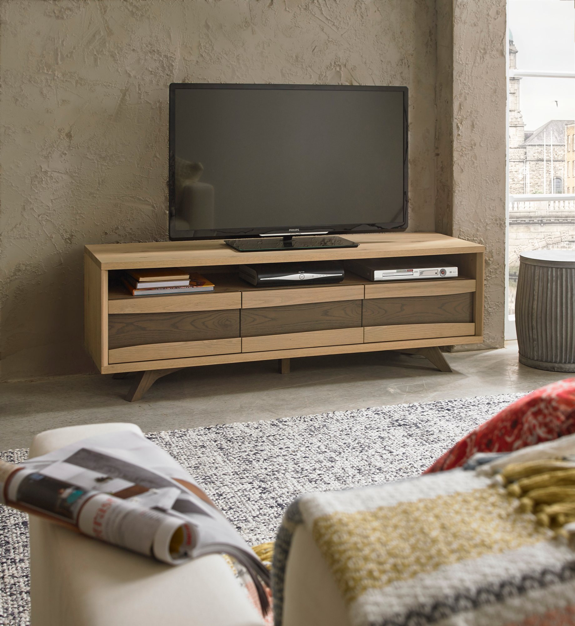 Cadell Aged Oak Entertainment Unit | Living Room Furniture - Bentley ...